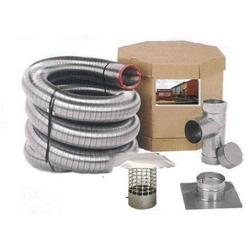 Flex-All Single-Ply 6in.x30 ft.Stainless Steel Pipe Chimney Liner Kit ...