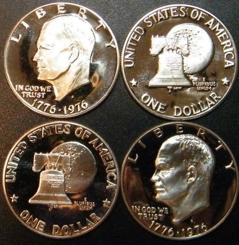 1976 S Eisenhower Dollar Type 1 & 2 Gem Cameo Clad Proof 2 Coin Ike Set ...
