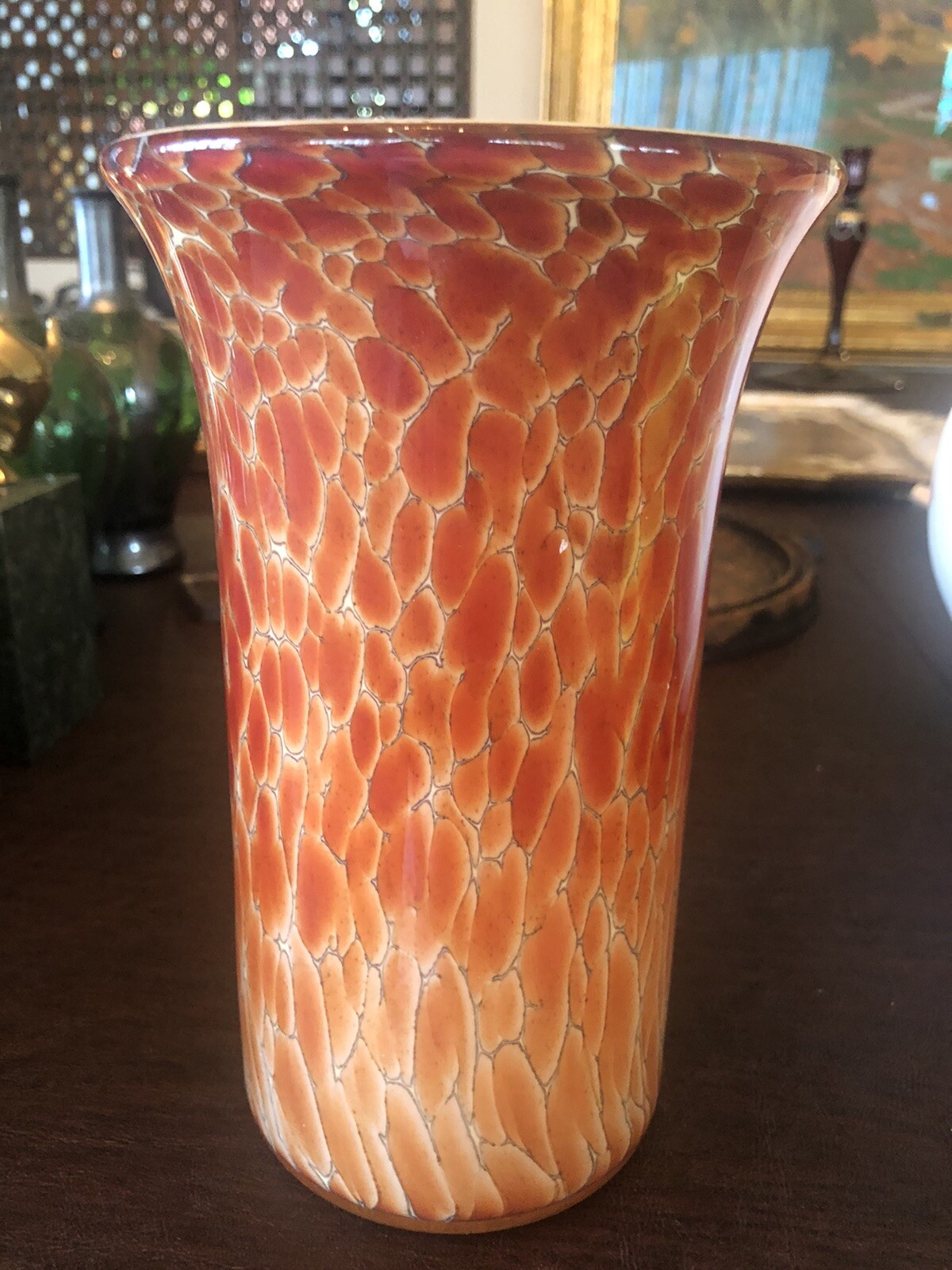 Art Glass Vase 8” Design Michael Cohn-Stone Studio Tortoise Shell ...