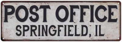 Springfield, Il Post Office Personalized Metal Sign Vintage ...