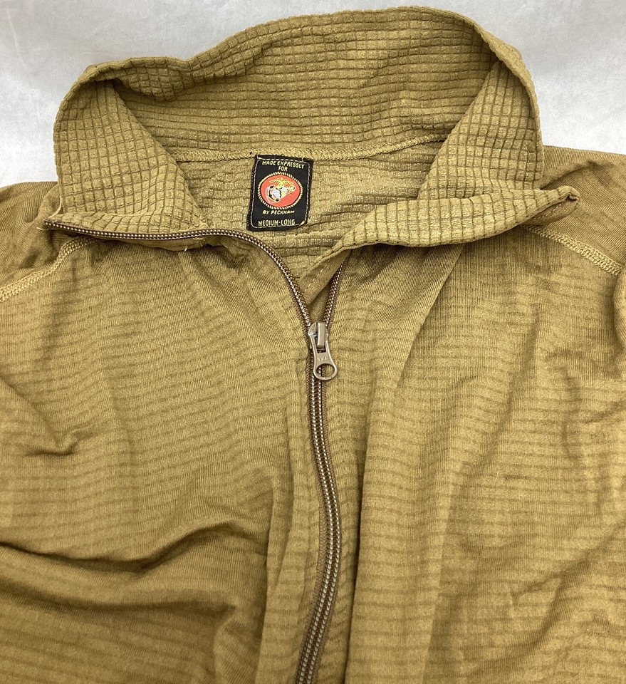 USMC Coyote FROG Waffle Fleece Half Zip Grid Marine Corp Shirt SM & MD ...
