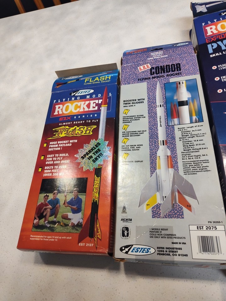 Lot Of Estes Model Rockets, Rocket Kits, Parts Python, Flash, Condor | eBay