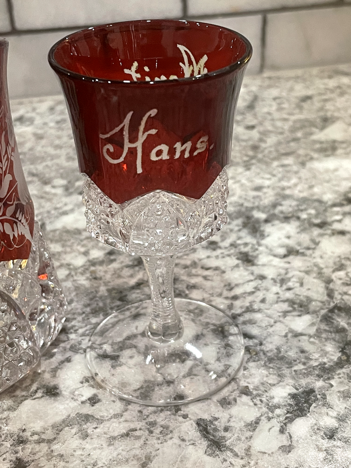 Antique Early American Pattern Glass (EAPG) Glassware, Ruby Red Stail ...