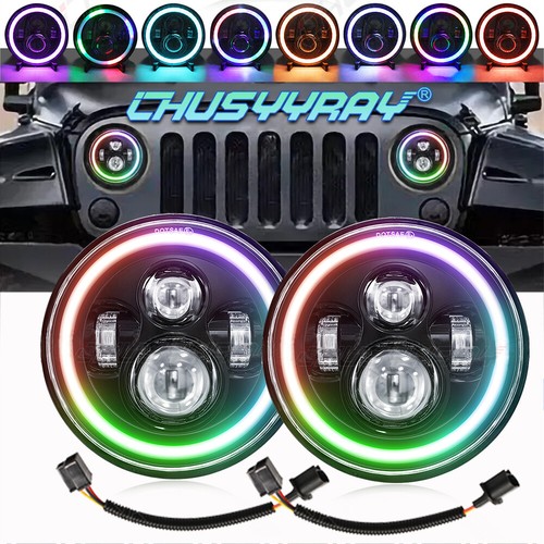 for Mack Granite CV713 Dump Trucks 2Pcs 7" inch Round Led Headlights Hi ...