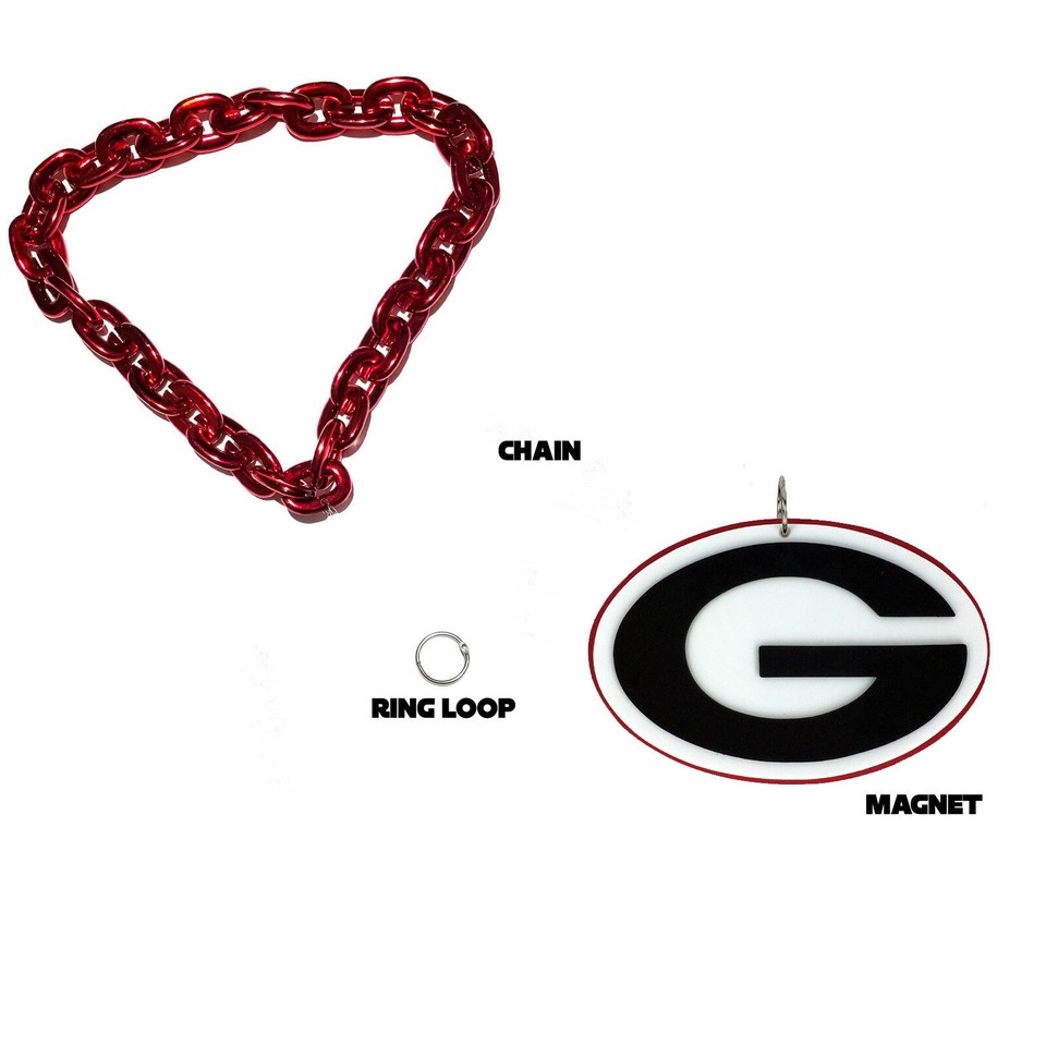 New NCAA Georgia Bulldogs RED Fan Chain Necklace Foam | eBay