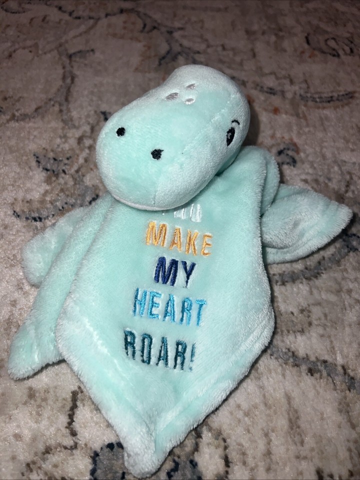 Elle & Jaye Light Green Dinosaur Make My Heart Roar Security Blanket ...