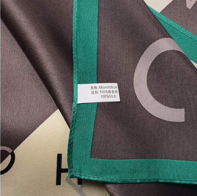 100%Silk Mulberry Wrap Shawl Square Bicolor letters Print Bandanna ...
