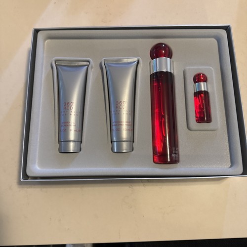 360 RED by Perry Ellis Men COLOGNE GIFT SET 3.4 OZ+ B/S 6.8 OZ + GEL ...