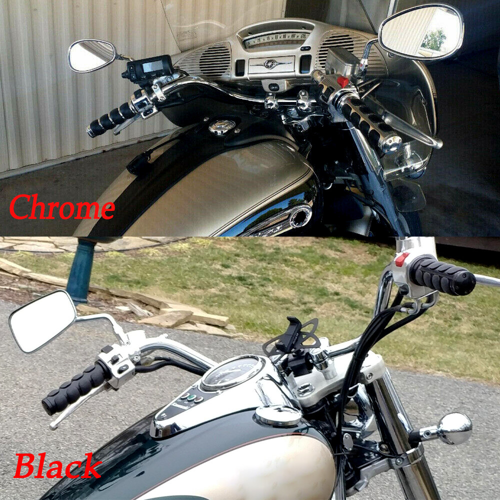 1" Motorcycle Handlebar Hand Grips Chrome Black For Harley Honda ...