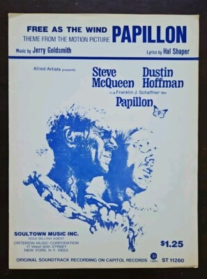 Free As The Wind ~ Theme from Papillon ~ Sheet Music Jerry Goldsmith ...