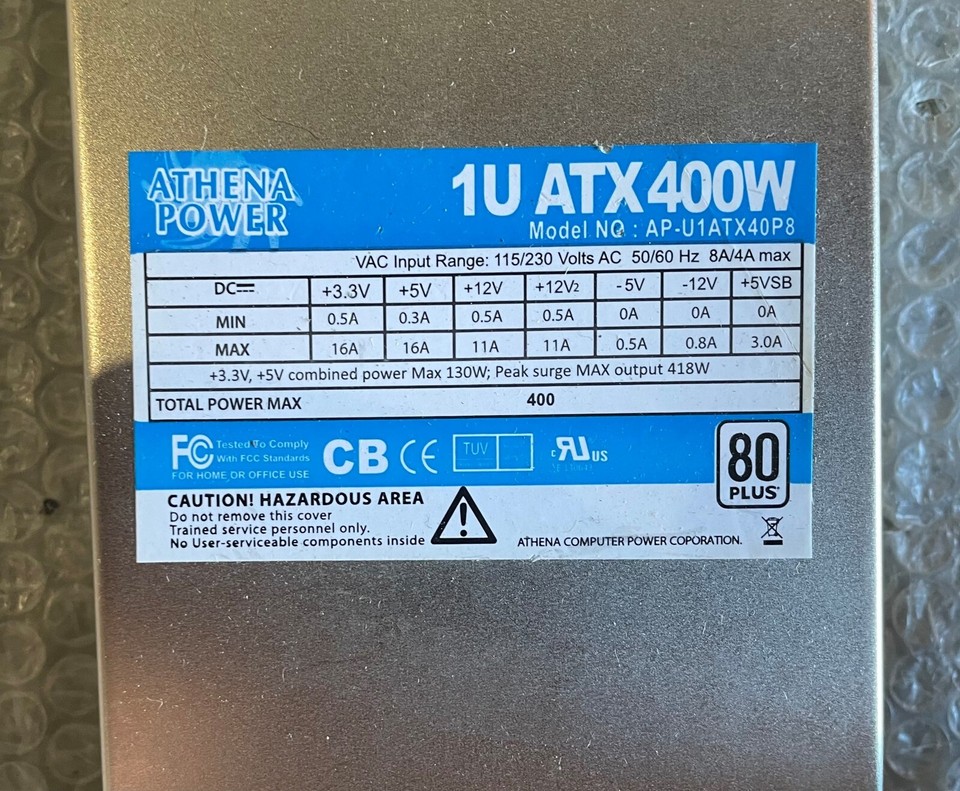 ATHENA POWER 1U ATX 400 W | eBay