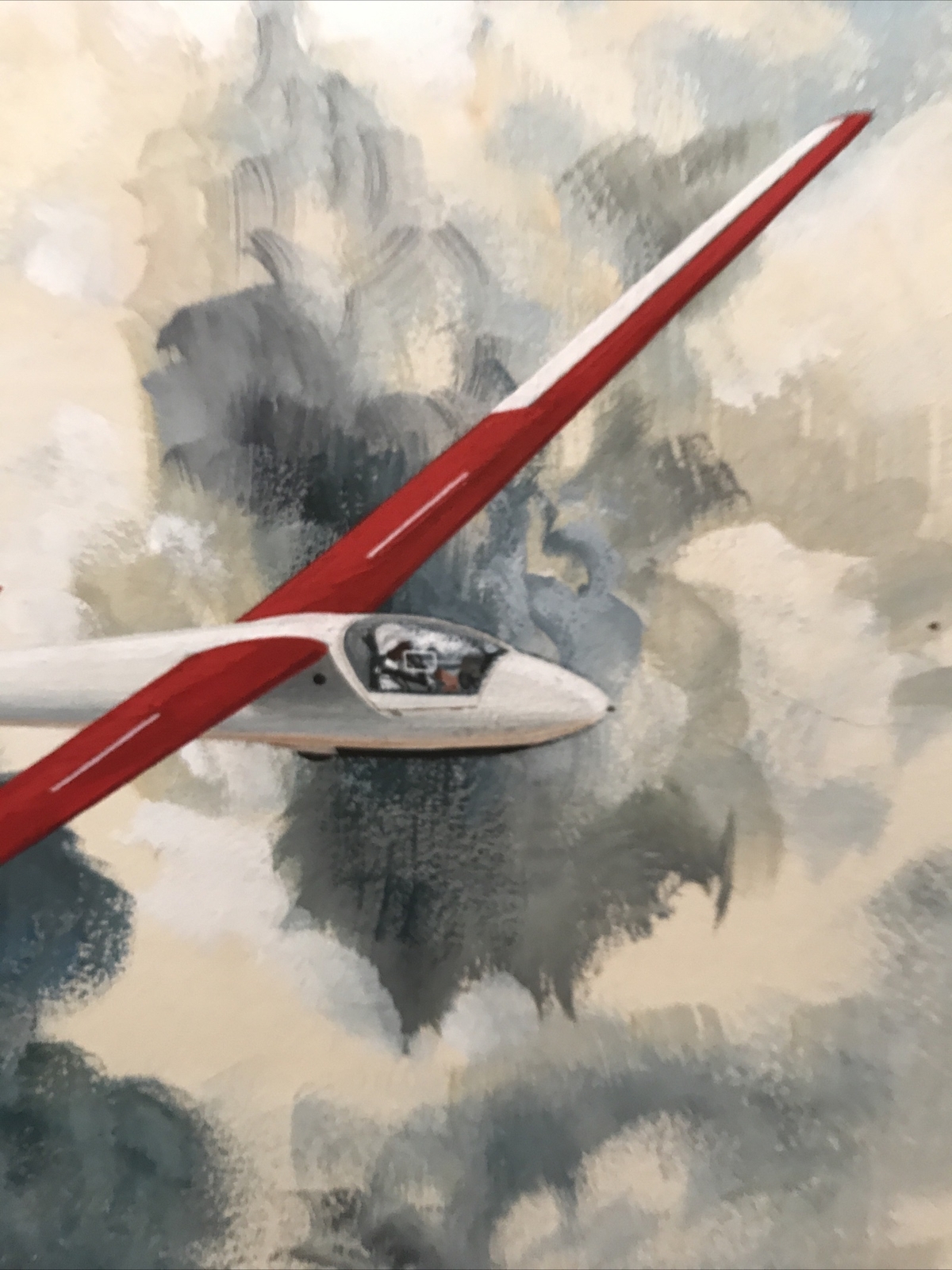 Original Art 9” Painting 24cm Picture Aircraft Slingsby Skylark ...