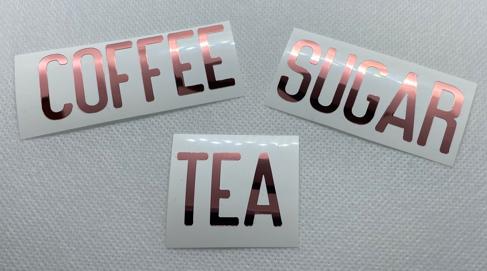 ROSE GOLD Tea Coffee Sugar Vinyl Decal Stickers - Pantry Kitchen Jar ...