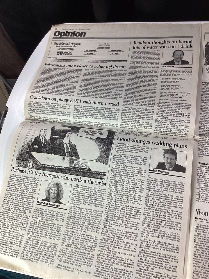 Macon Georgia Telegraph Newspaper July 10, 1994 Flood Crawford Forsyth ...
