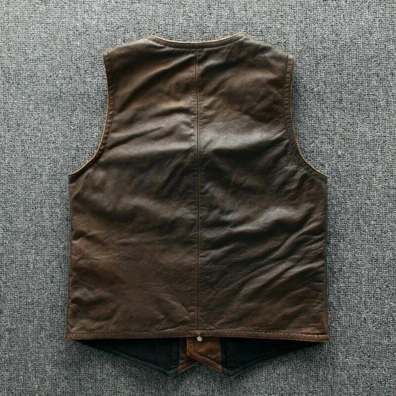 Men’s Distressed Brown Vintage Biker Vest | Real Leather Motorcycle ...