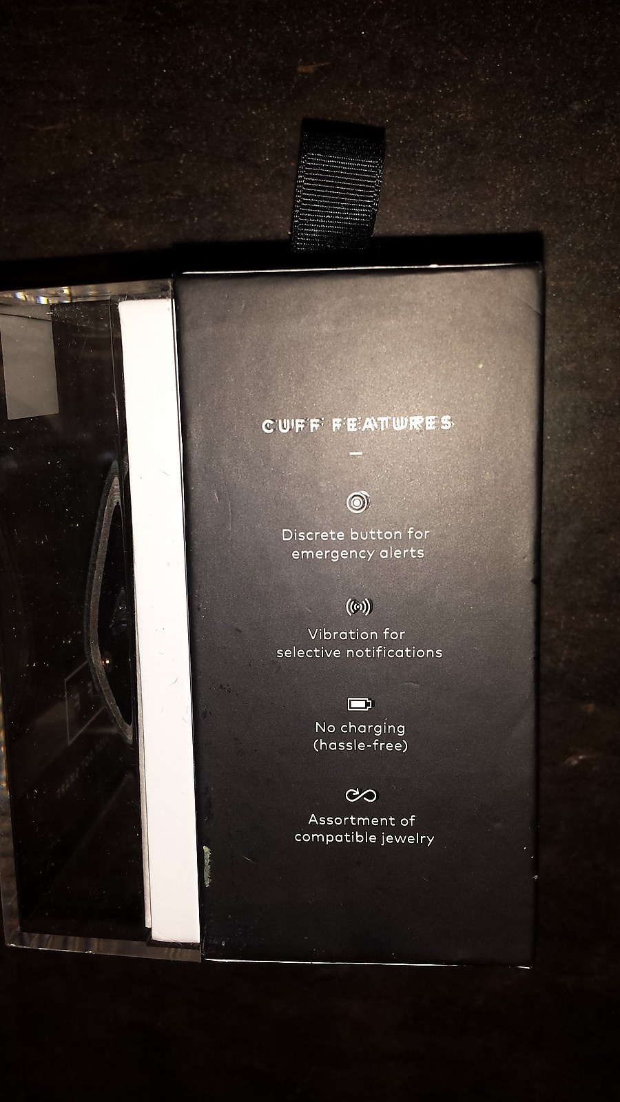 Carin cuff Smart Leather Bracelet Black Genuine Leather Emergency ...