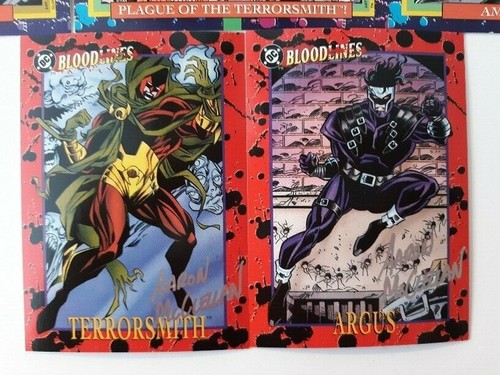 dc bloodlines 1993 skybox trading cards signed Aaron Mc Clellan 8 cards ...