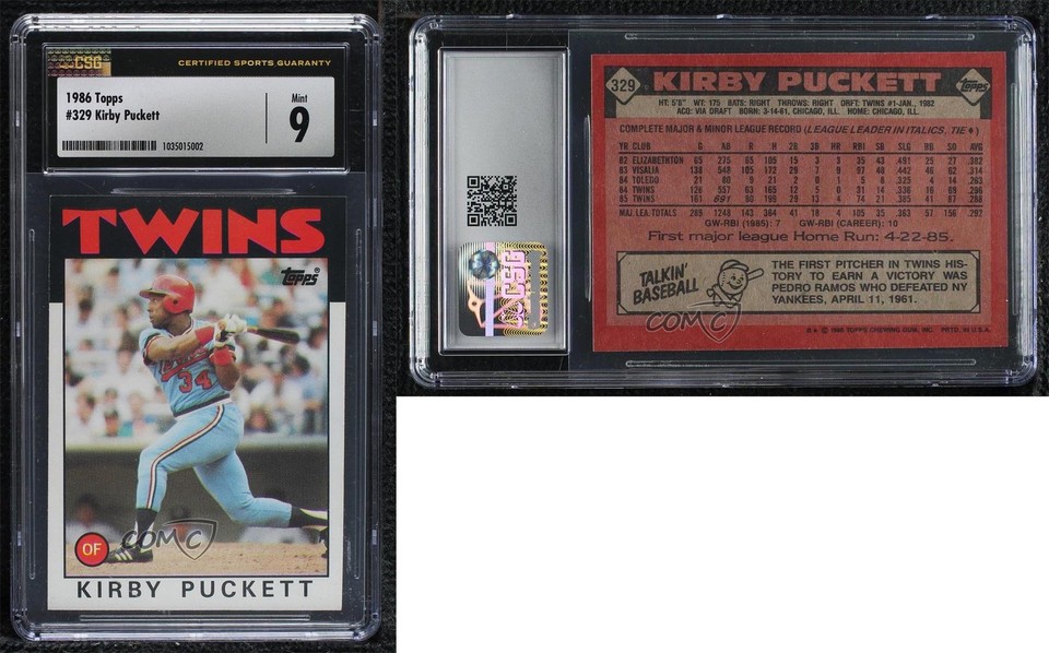 1986 Topps Kirby Puckett #329 CSG 9 Mint HOF 14t3 | eBay