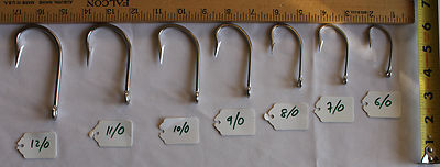 50 x Stainless SHARK HOOKS SEA DEMON 8/0 Hooks WELDED EYE TUNA MAHI ...