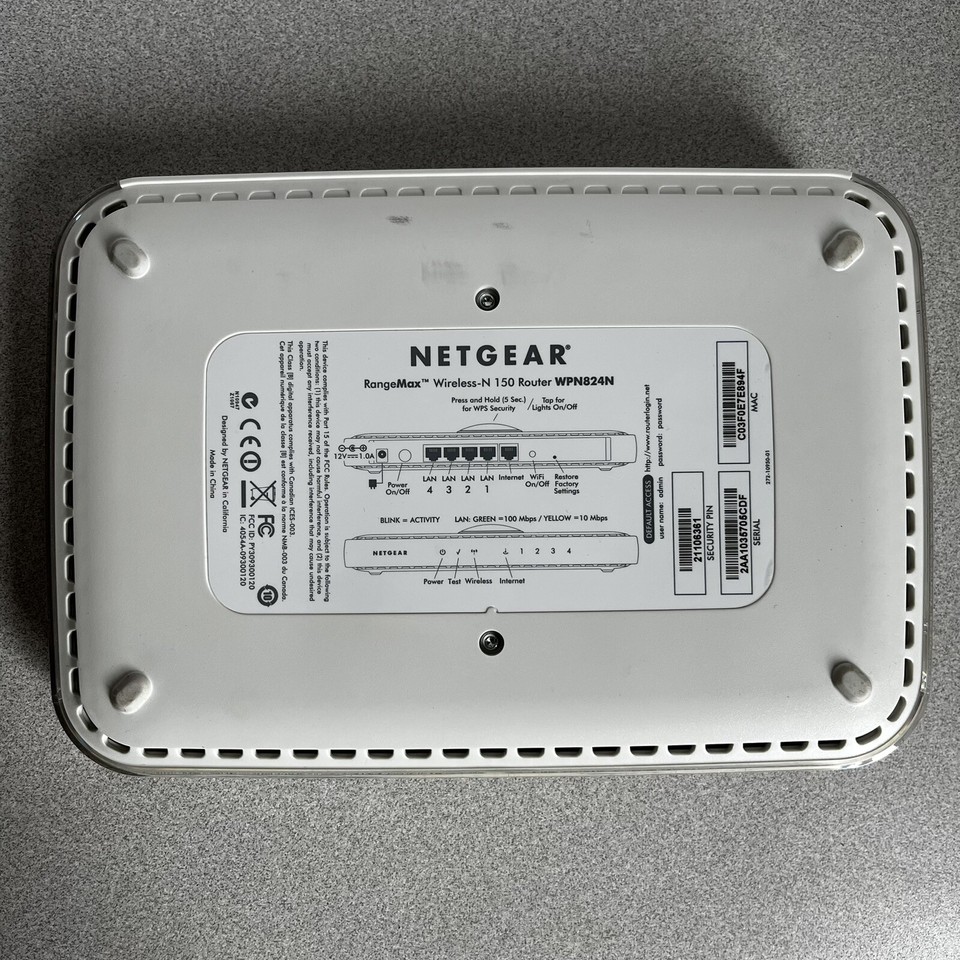 Netgear RangeMax Wireless-N 150 Router. WPN824N. Supports Windows 7 | eBay
