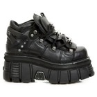 NEW ROCK M.106-S29 TOWER SHOES Metallic Black Leather Biker Gothic ...