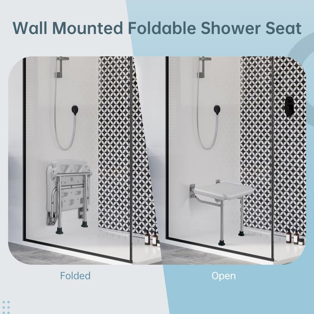 Fold Down Shower Seat Folding Safety Bench Wall Mount Bath Chair ...