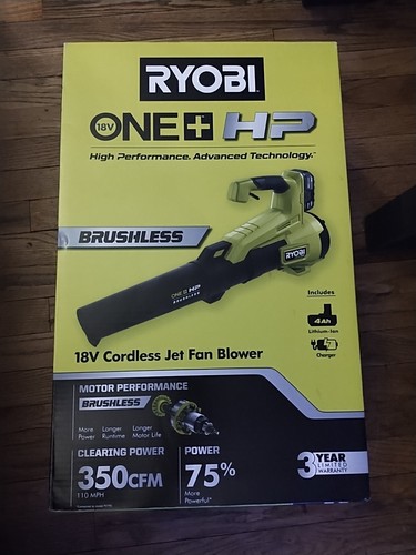 Ryobi 110 MPH 350 CFM One HP 18v Brushless Cordless Leaf Blower Kit ...