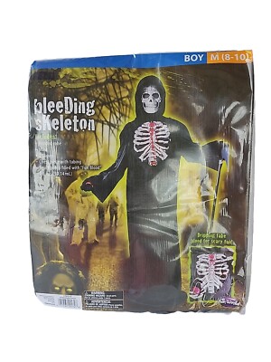 Bleeding Skeleton Costume Halloween Costume Boys M 8-10 Grim Reaper ...