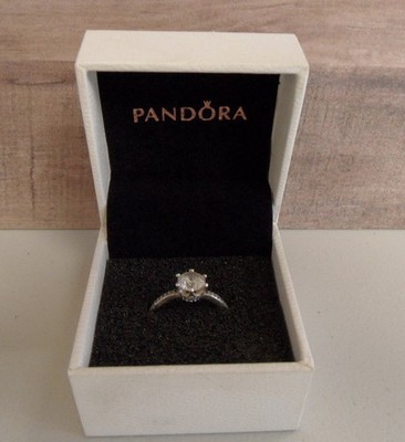 Pandora ALE Sterling Silver 925 Crown Solitaire PROMISE RING Size 56 Wm ...