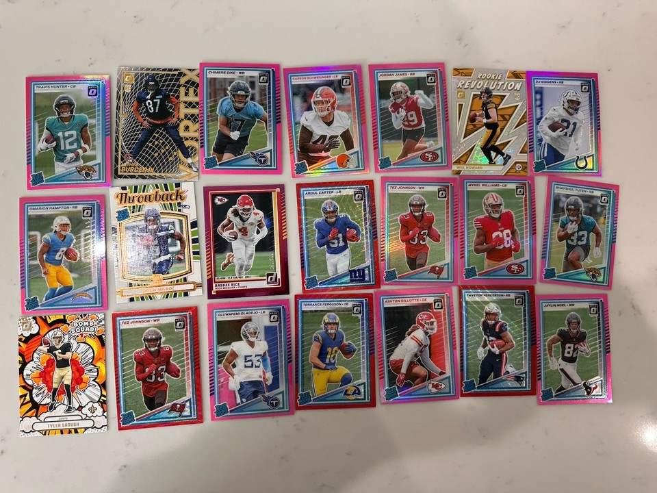 2025 OPTIC PREVIEW RC PARALLEL LOT OF 77 - PINK - RED WAVE - BLUE SCOPE ...