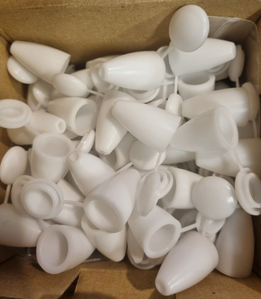 2 Small White Plastic Cord Pulls Swish Blind Fan Light String End 2.8cm ...