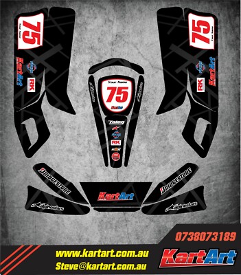 Arrow AX9 junior go kart full custom KART ART sticker kit CARBON STYLE ...