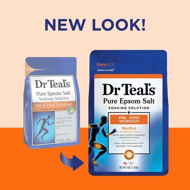 Dr Teal's Pure Epsom Salt Soak Pre & Post Workout with Menthol 3 lbs ...