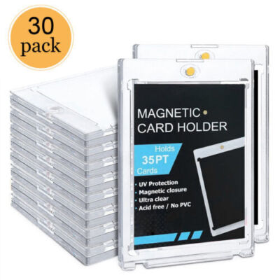 30 pack Magnetic Trading Sports Card Holders 35pt One-Touch UV ...