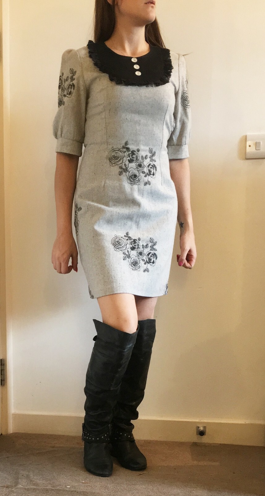 Etsy Unique Dress S XS embroidered emo boho vintage wool punk ...