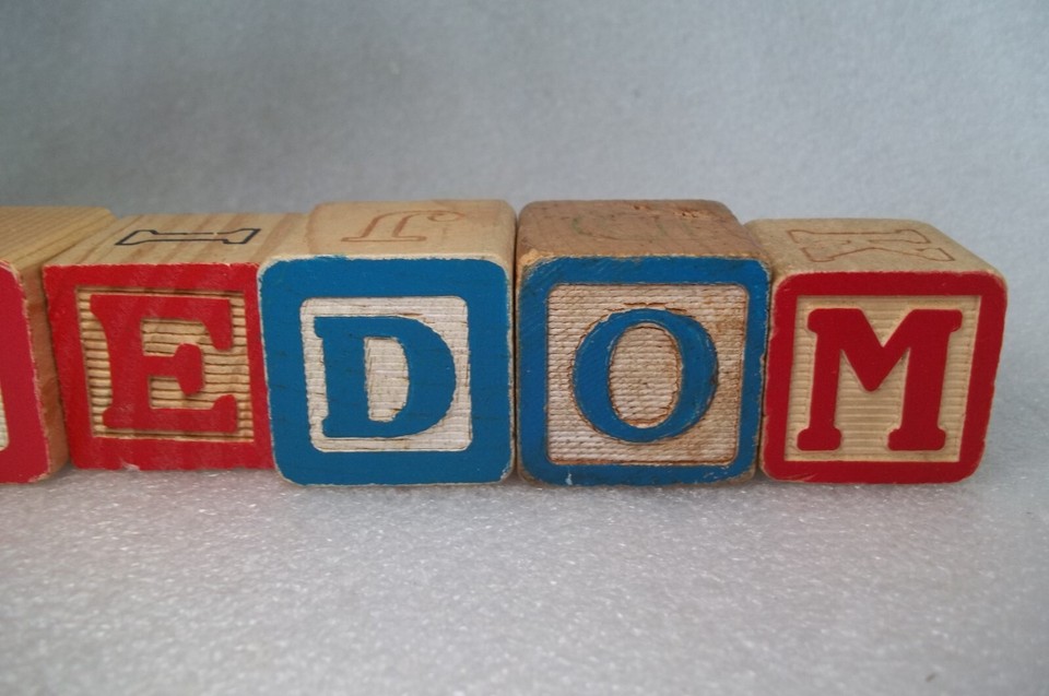 Vintage ABC Alphabet Blocks- FREEDOM Red Blue Home Decor 4th July ...