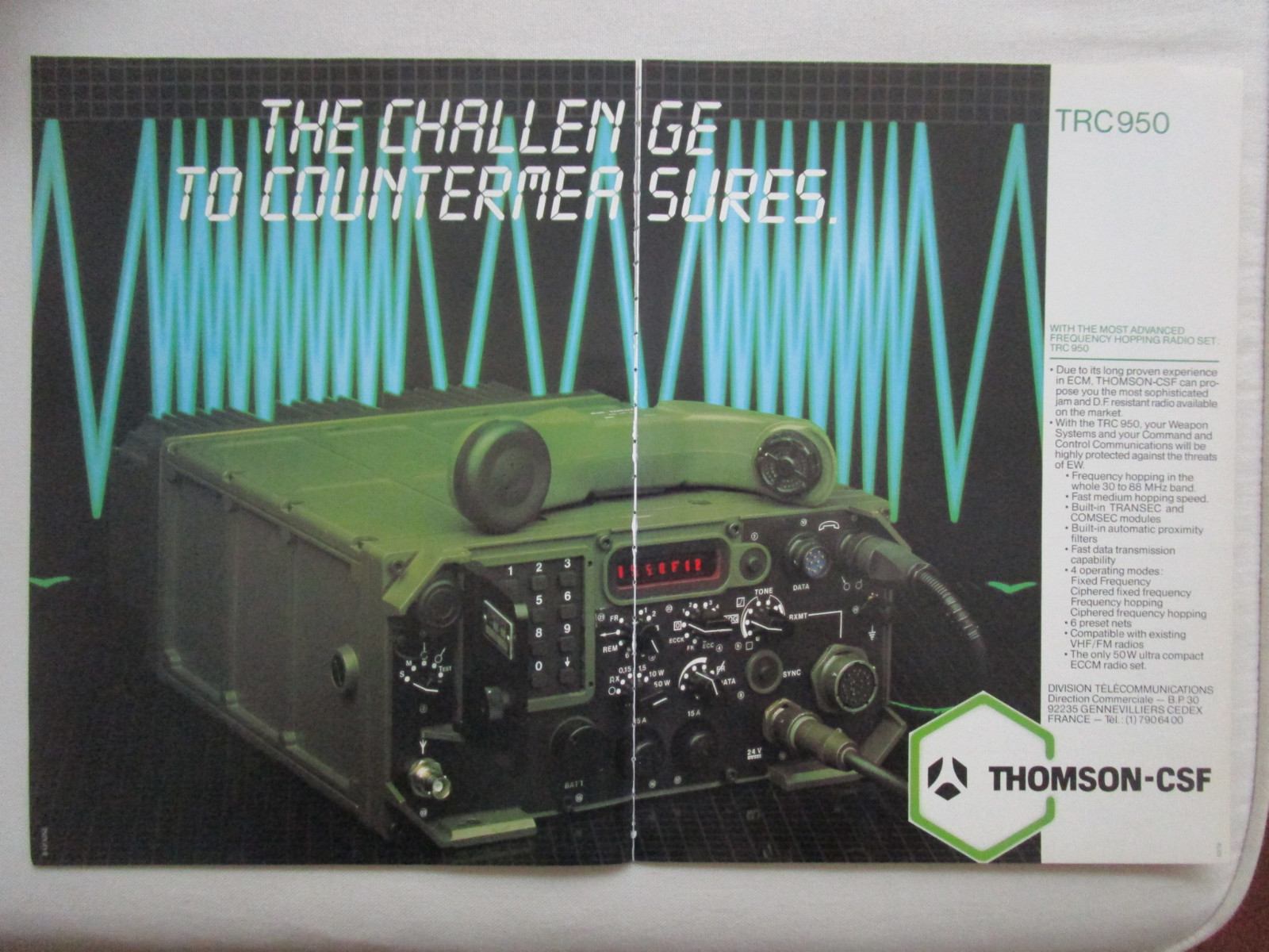 1/84 PUB THOMSON-CSF TELECOMMUNICATION RADIO TRC950 ELECTRONIC WARFARE ...