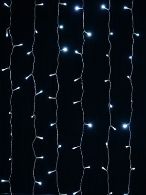 400 Blue & Cool White Concave Bulb LED Christmas Curtain Light String ...