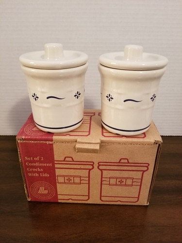 Longaberger Woven Traditions Blue Condiment Crock Set/Lids | eBay