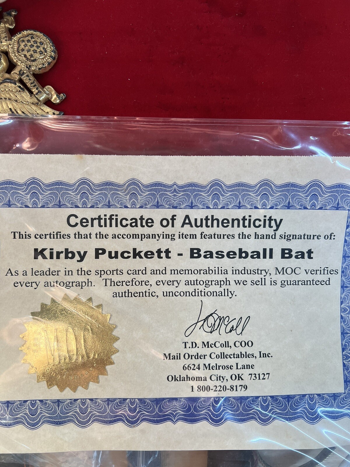 Kirby Puckett Signed Baseball Bat with COA MOC Inc. | eBay