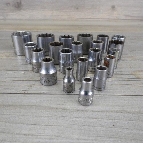 VTG Craftsman Assorted 21 Socket Lot Various Drive Sizes 3/8-1/2 ...