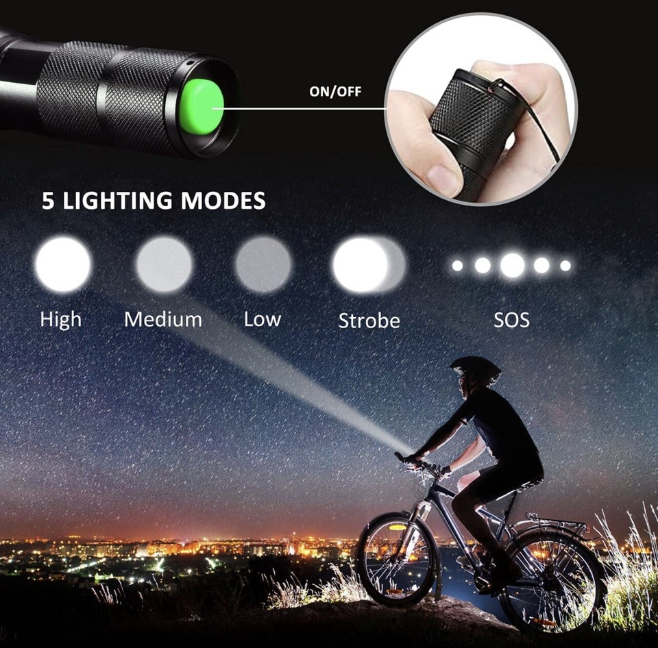 LED Tactical Flashlight Super Bright Flashlights with 5 Modes | eBay