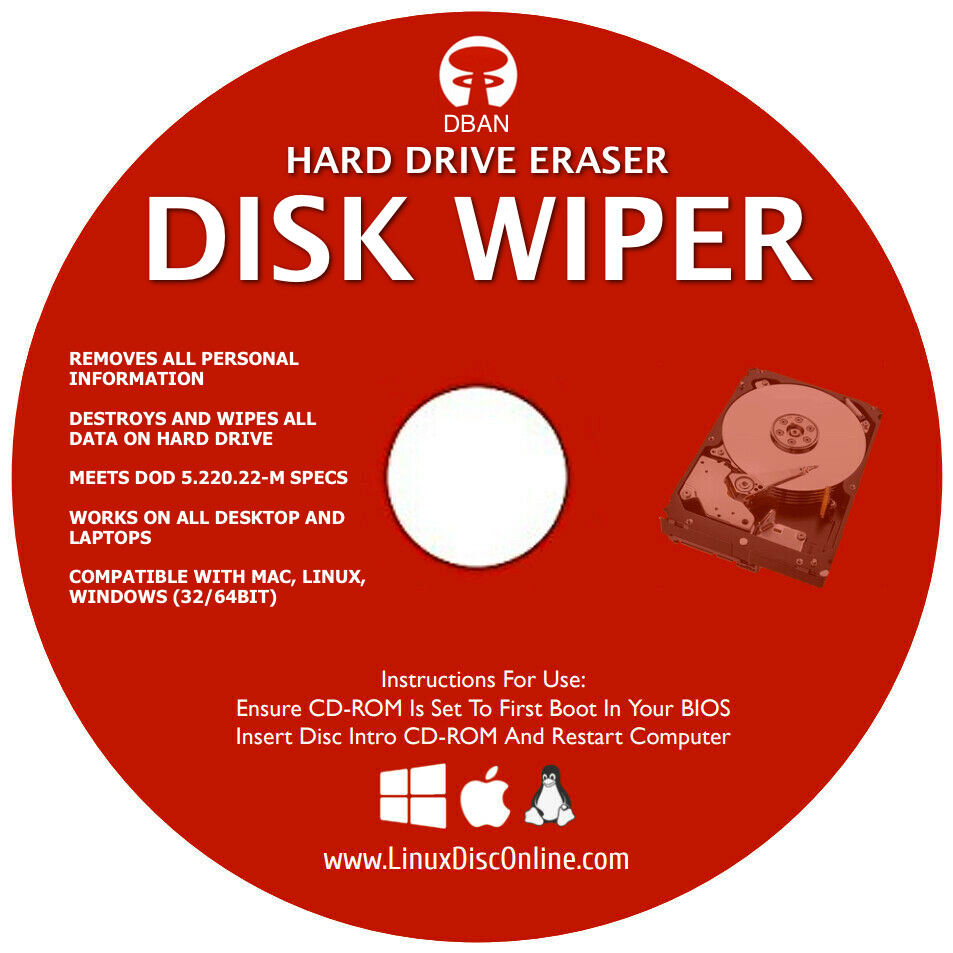 Hard Drive Wiper USB & CD Disk Eraser Delete UNRECOVERABLE Windows 10 ...