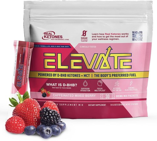 Real Ketones MCT+BHB Drink Mix Electrolytes No Sugar Mixed Berry 30 ...