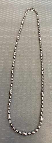 Vintage Sterling Silver Oval Bean Stationed Bead Necklace 925 Chain ...