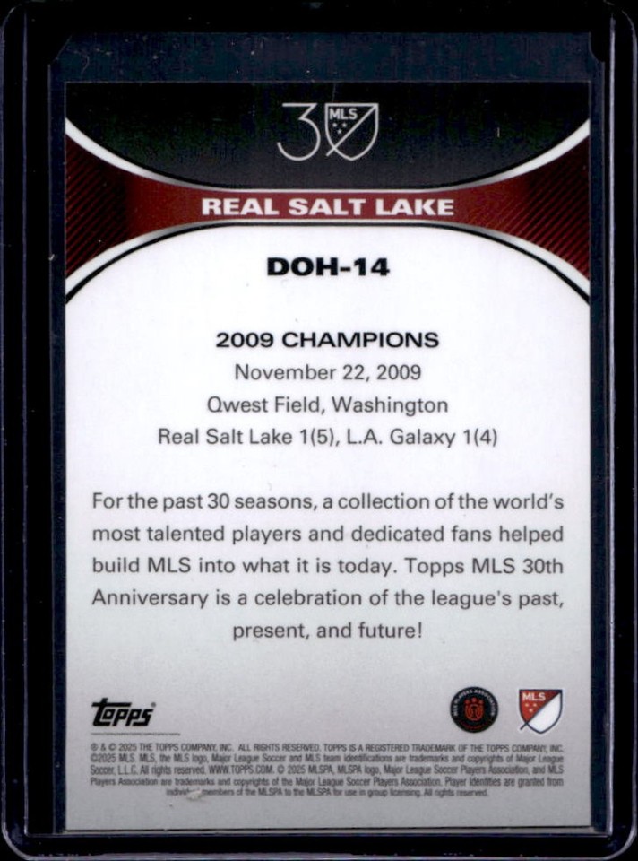 2025 Topps MLS 30th Anniversary Real Salt Lake Decades of Honor Red ...