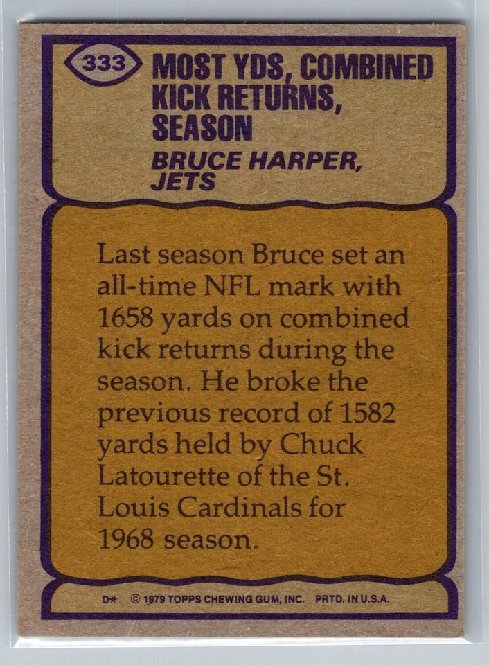 1979 Topps Football Card #333 Bruce Harper RB - NM-MT | eBay