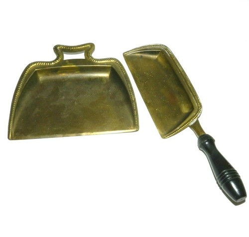 Vintage Antique Brass Crumb Catcher Dustpan & Scraper Wood Handle | eBay