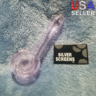 Small Rosey Pink Smoking Pipe Tobacco Herb Portable Glass Spoon Pocket ...