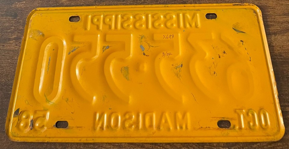 1958 Mississippi License Plate 635-550 Madison County Canton Gluckstadt ...